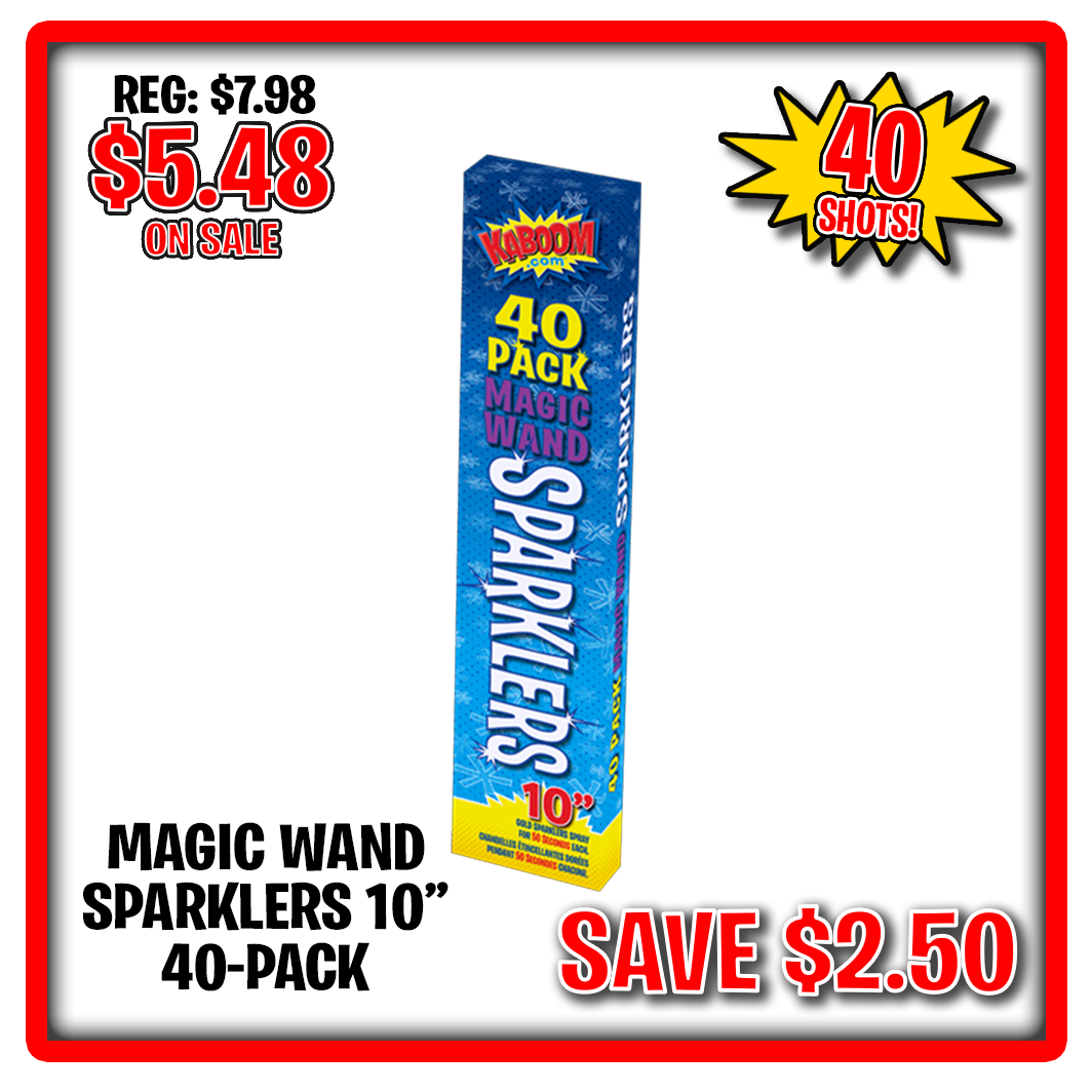 Magic Wand Sparklers 10" 40-Pack | Kaboom Fireworks
